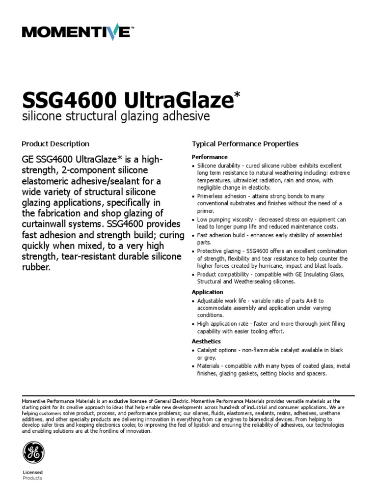 Data Sheet SSG4600 | PDF | Silicone | Adhesive
