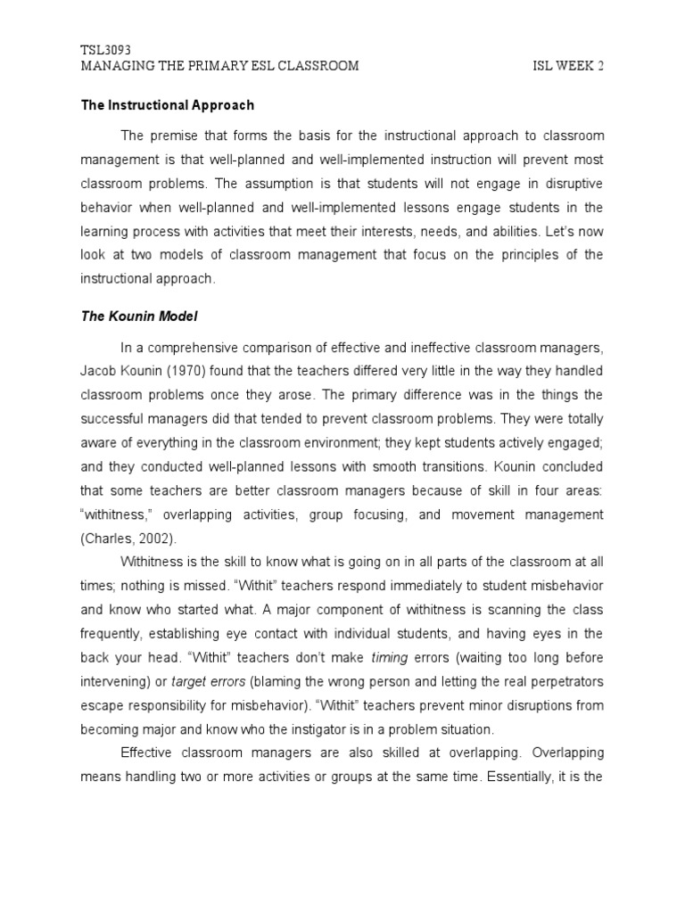 The Instructional Approach | PDF | Classroom Management | Classroom