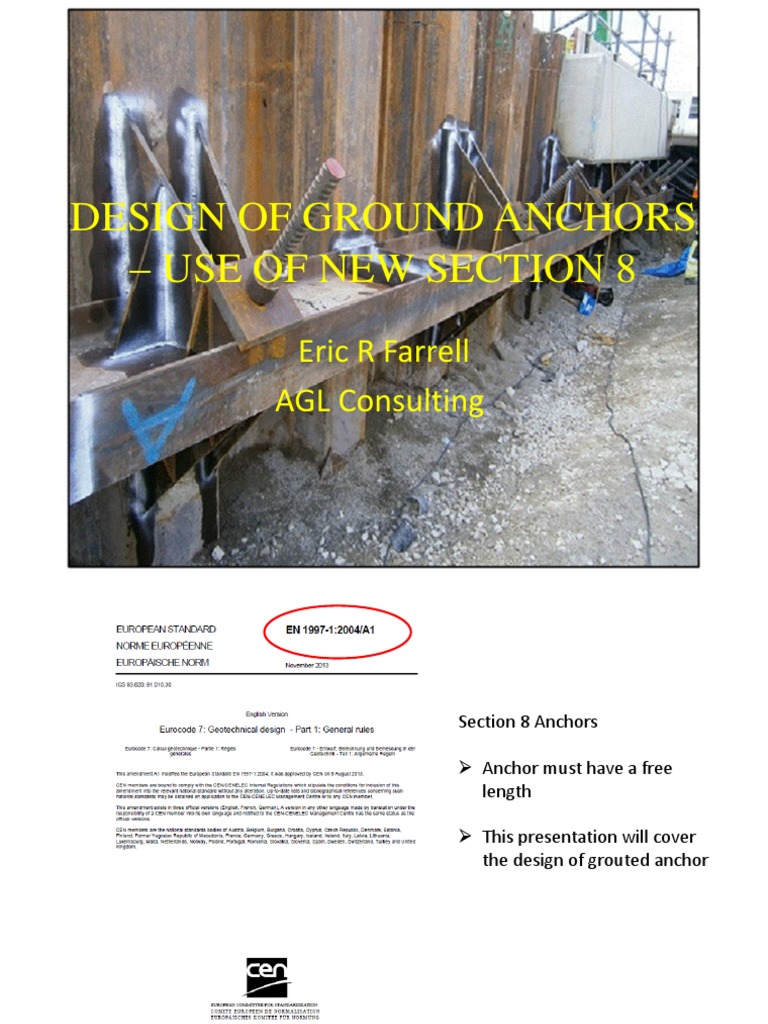 Design of Ground Anchors Use of New Ec7 Secyion 8 | PDF | Structural ...
