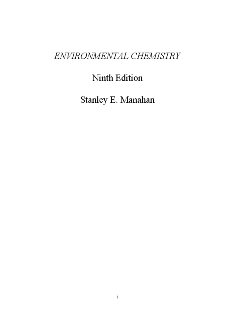Environmental Chemistry: Ninth Edition Stanley E. Manahan | PDF ...
