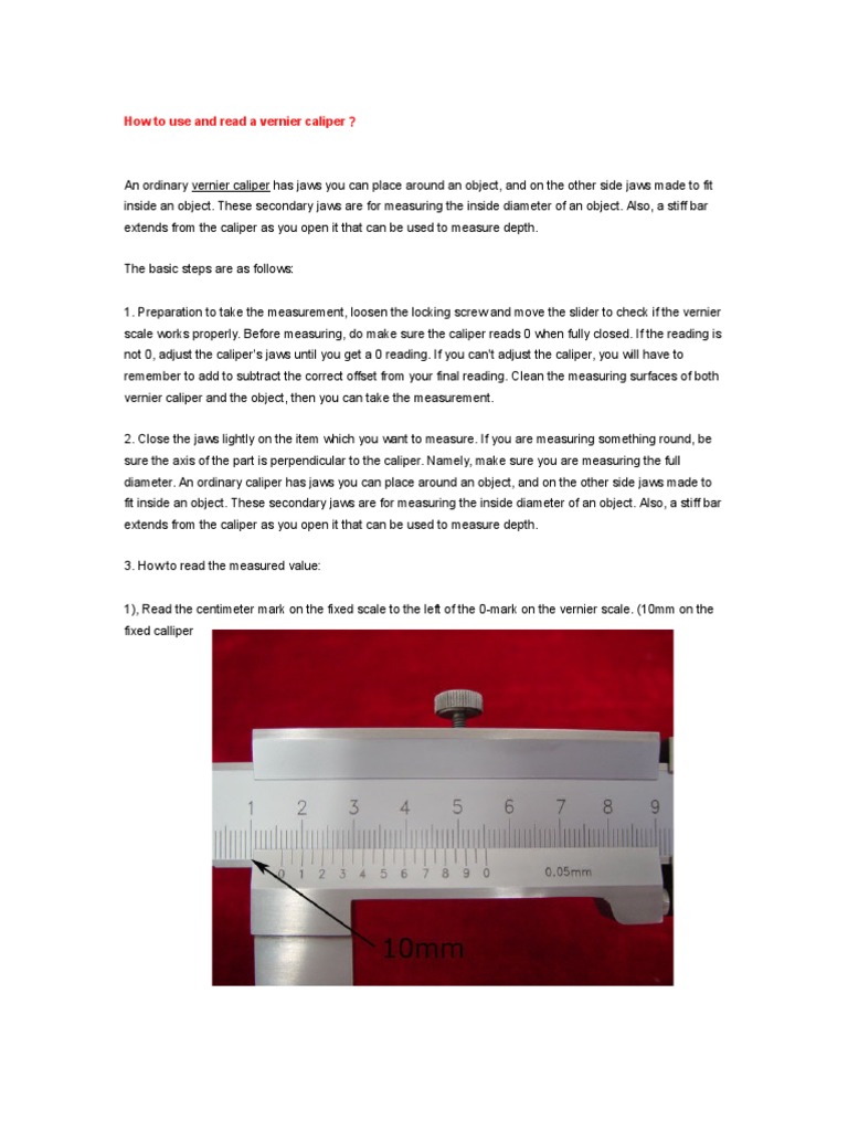 How To Use and Read A Vernier Caliper | PDF | Scientific Observation ...