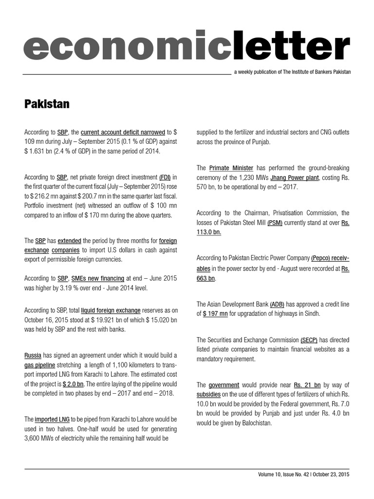 Economic Letter | PDF | Pakistan | Opec
