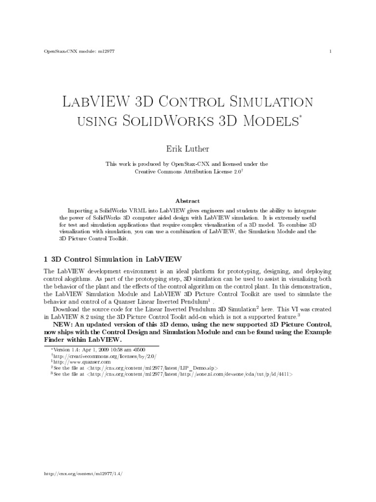 Labview 3d Control Simulation Using Solidworks 3d Models 4 | Download ...