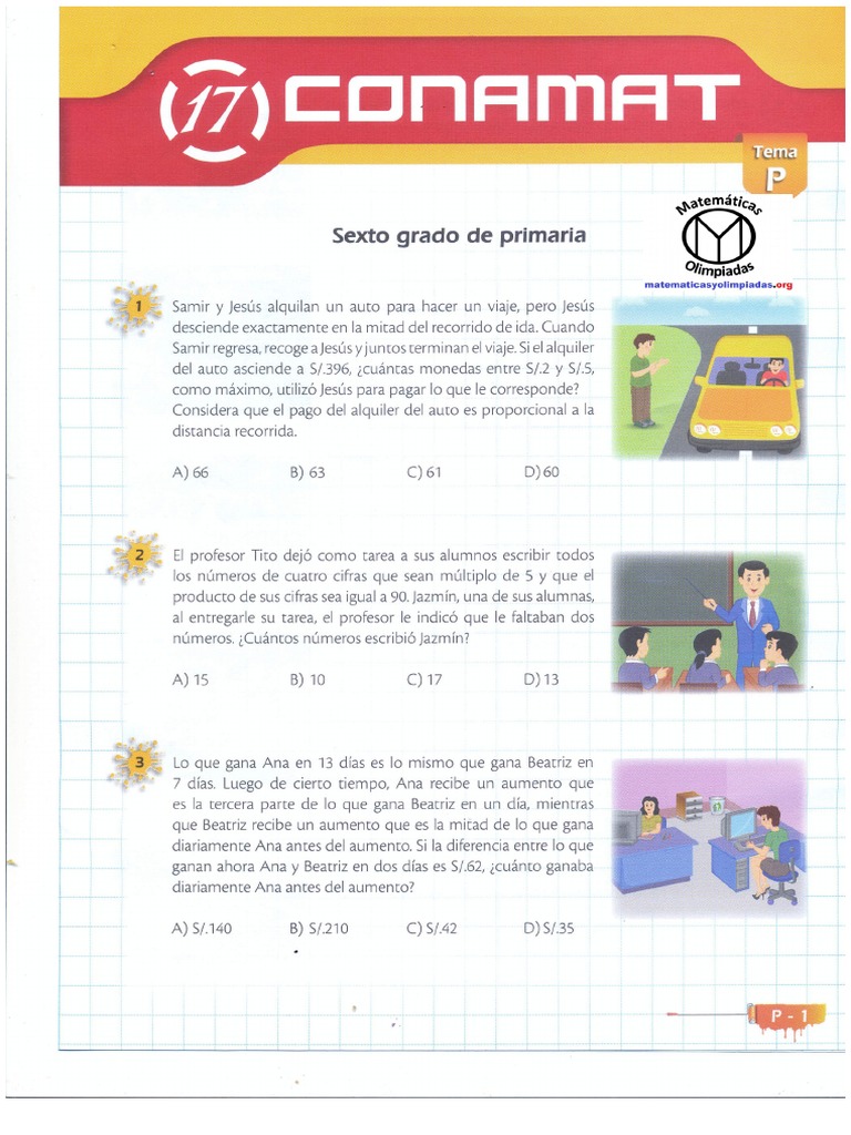 Matemáticas y Olimpiadas - 6to de Primaria Final 17 Conamat 2014 | PDF