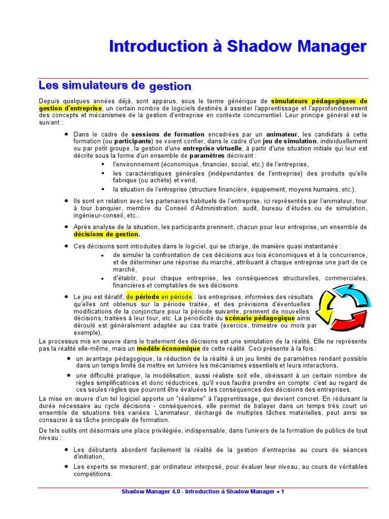 Introduction à Shadow Manager 4.0 | PDF | Sodles | Microsoft Excel