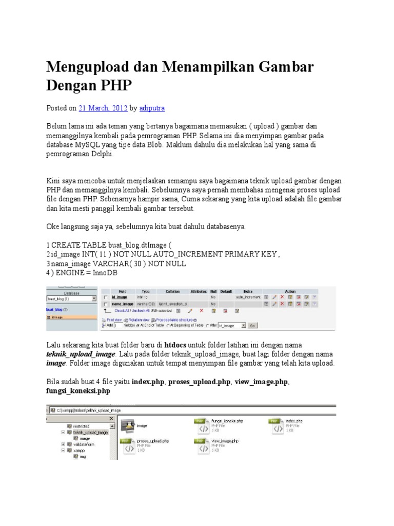 Mengupload Dan Menampilkan Gambar Dengan PHP | PDF