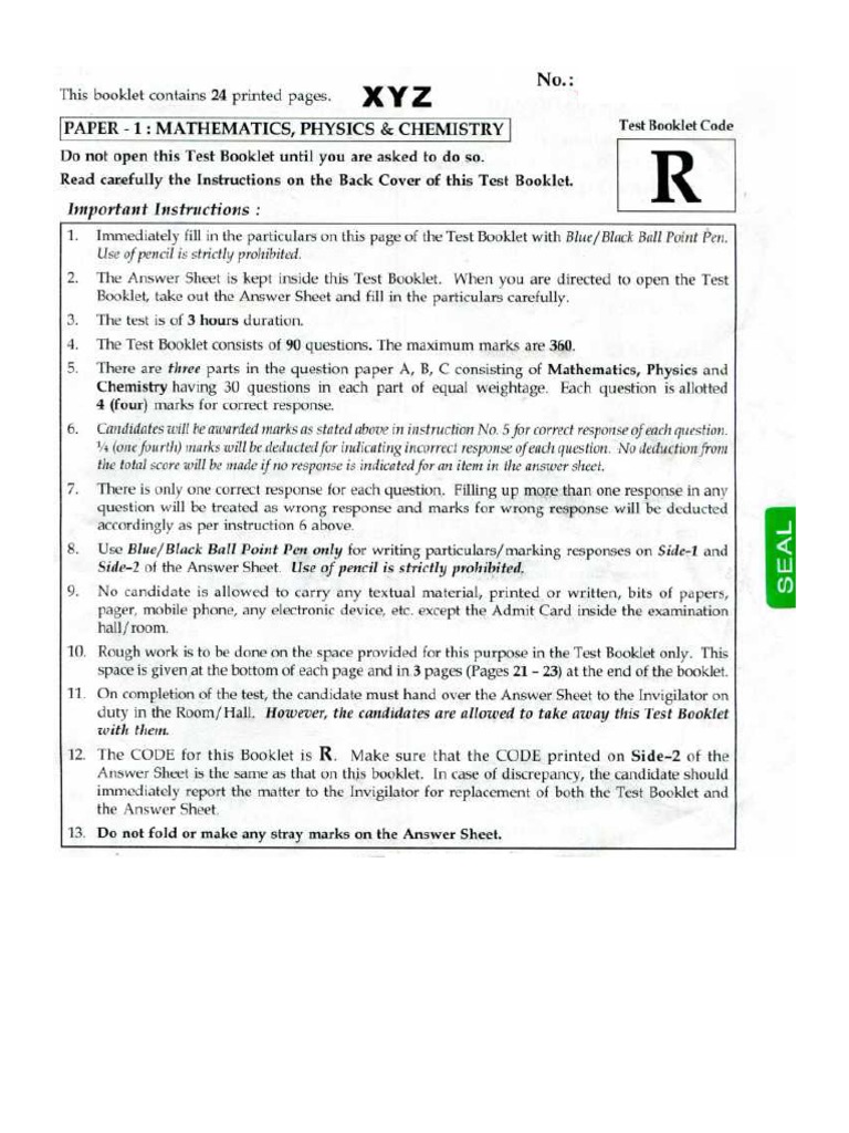 IIT JEE Main 2013 Exam Question Paper with Answer Key | Career And ...
