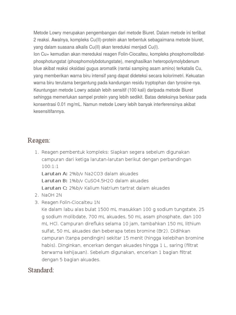 Metode Lowry | PDF