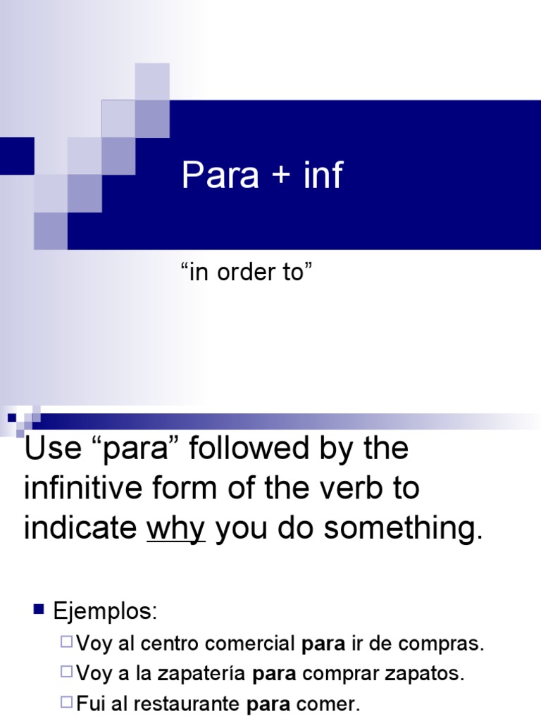 Using "Para" with Infinitives | PDF | Language Arts & Discipline