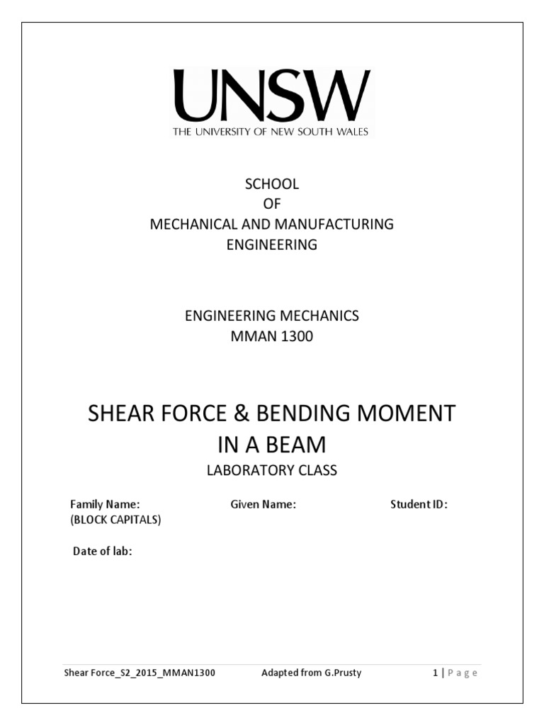 Shear Force & Bending Moment Lab Guide | PDF | Bending | Beam (Structure)