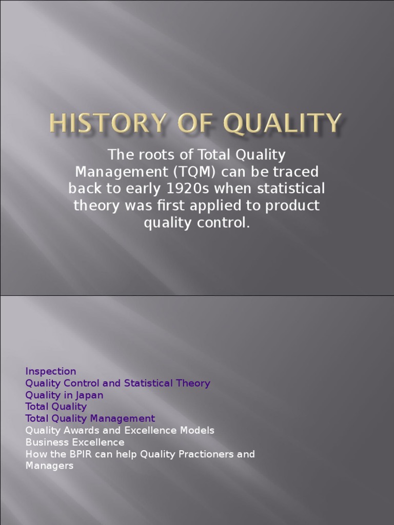 History of Quality | PDF