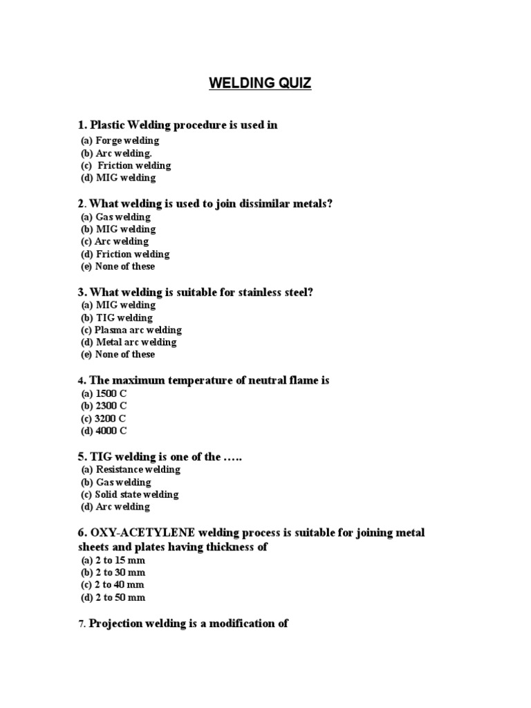 Welding Quiz | PDF