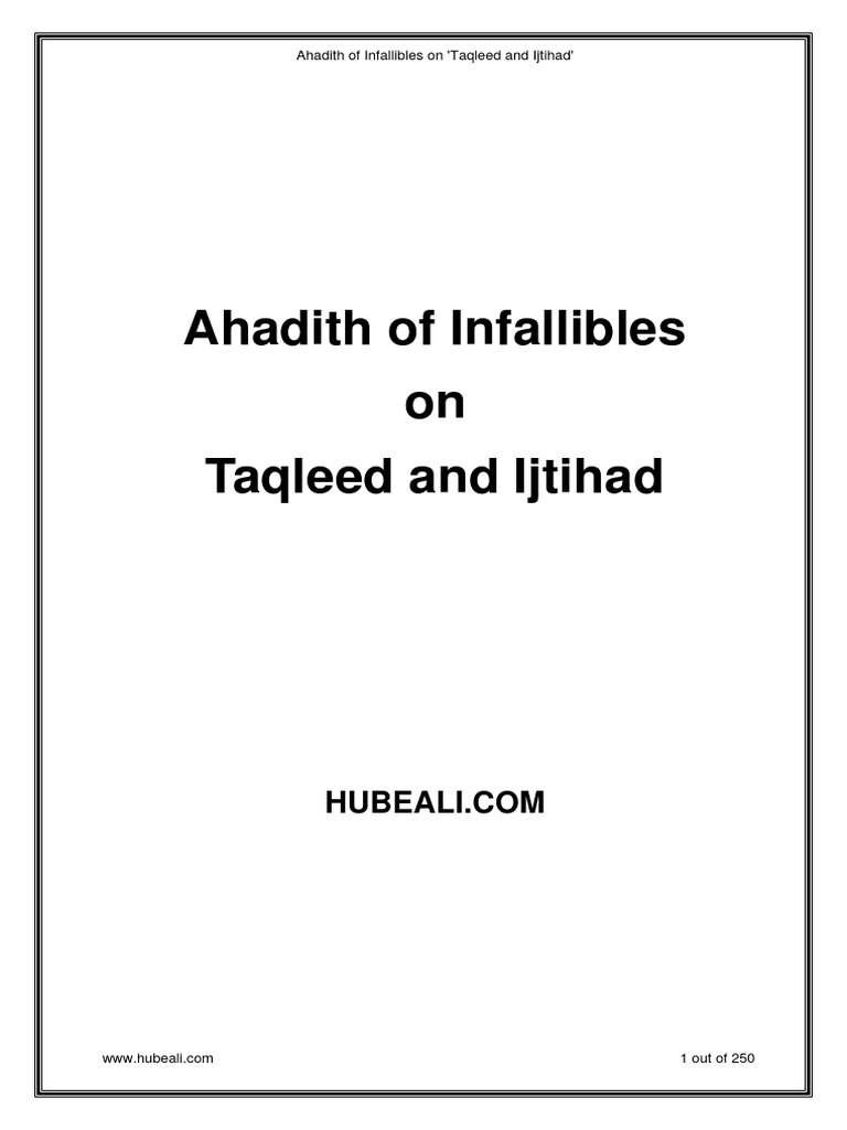 Ahadith of Infallibles On Taqleed and Ijtihad | PDF | Hadith | Shia Islam
