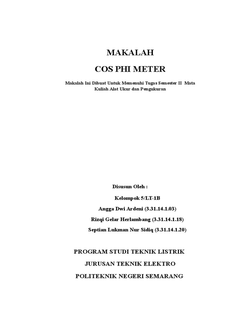 Pengukuran dan Fungsi Cos Phi Meter | PDF