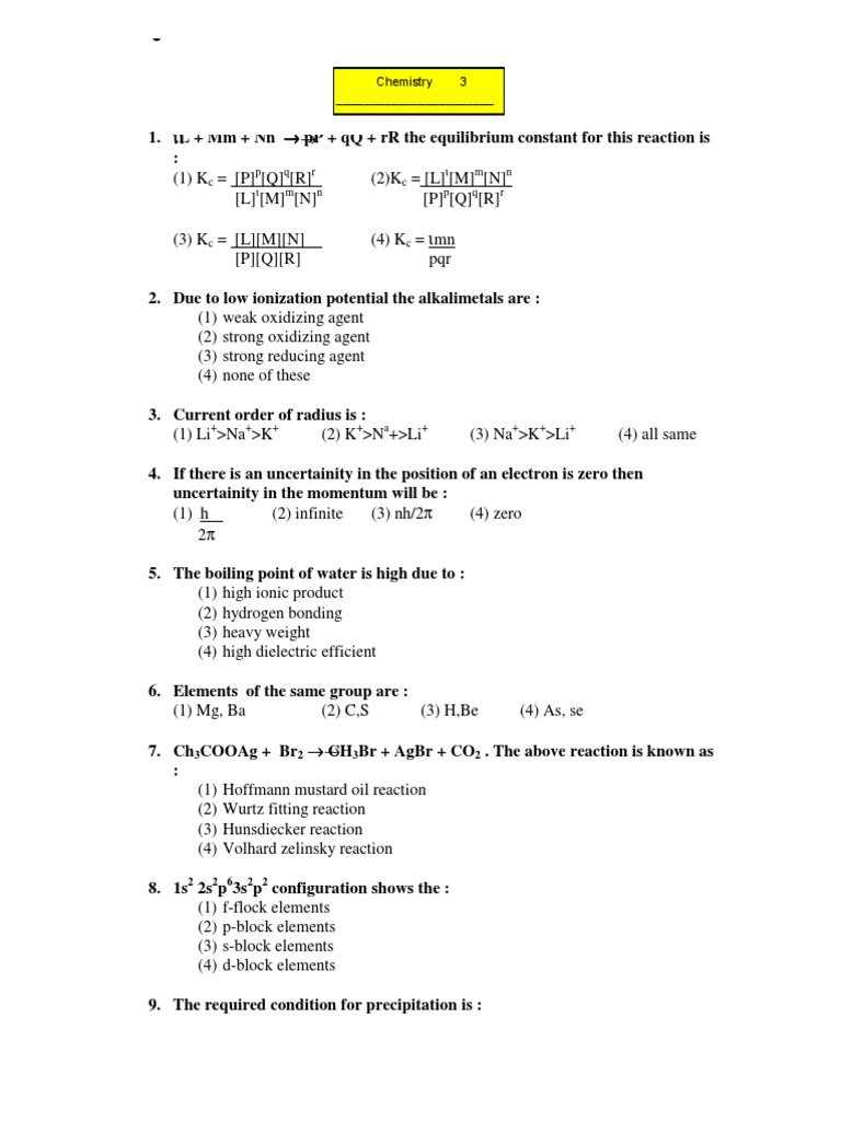 MAH CET Sample Paper-3 (Chemistry-paper) | Acid