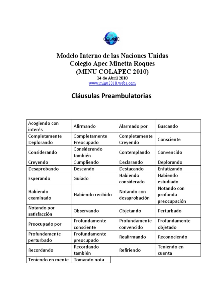 Clausulas Preambulatorias