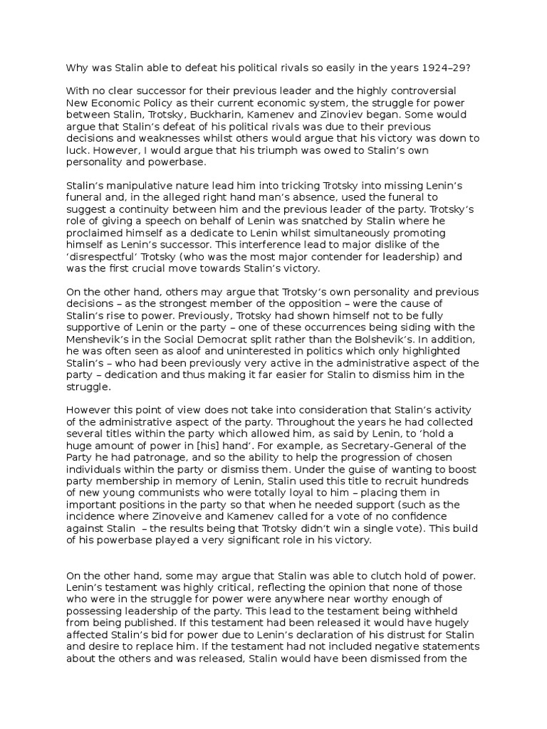 Stalin's Rise: Defeating Rivals 1924-29 | PDF | Leon Trotsky | Joseph ...