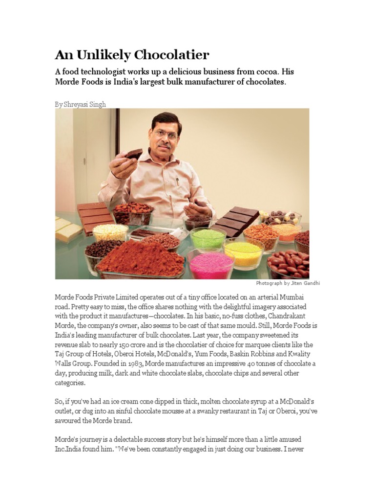 India's Leading Bulk Chocolatier Morde Foods | PDF | Chocolate | Foods