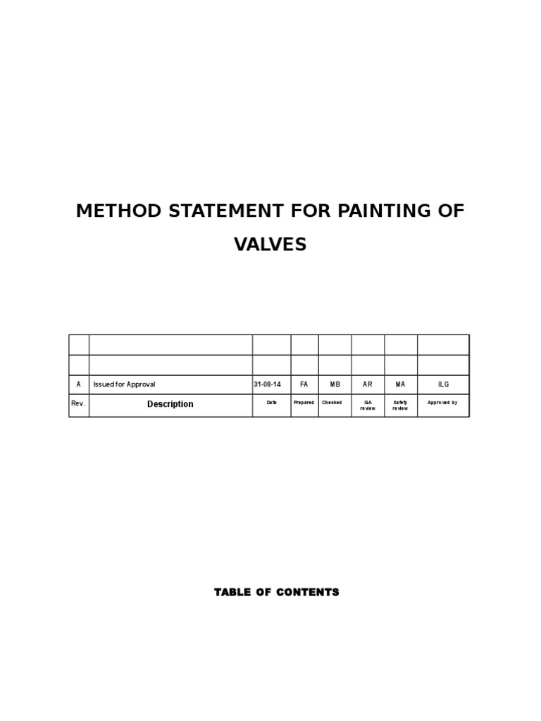 Method Statement For Painting of Valves | PDF