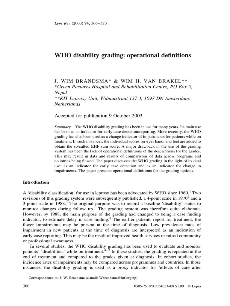 554 - Who Disability Grading | PDF