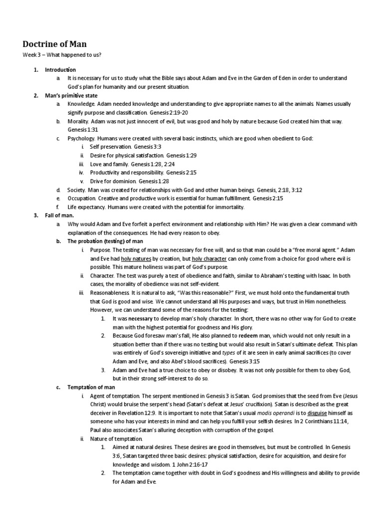 Doctrine of Man, Part 3 - What Happened To Us? (Teaching Notes) | PDF ...
