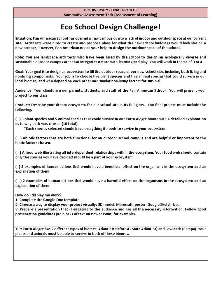 Eco-Friendly School Ecosystem Design | PDF | Ecology | Ecosystem