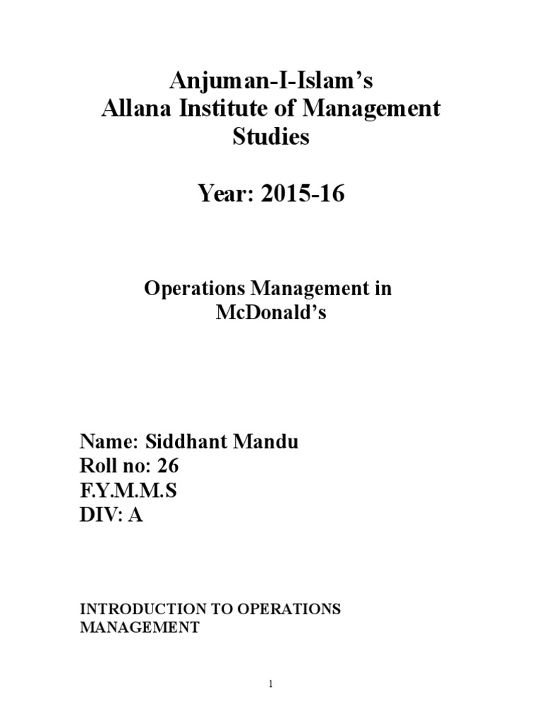 Operations Strategy | PDF | Operations Management | Fast Food Restaurants