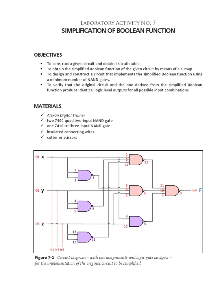 Activity 7 - Simplification of Boolean Function | PDF | Logic Gate | Boolean Algebra