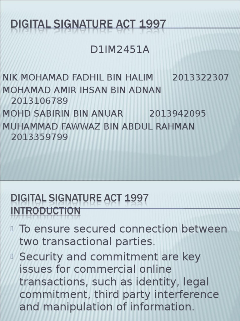 Digital Signature Act 1997 | Download Free PDF | Public Key ...