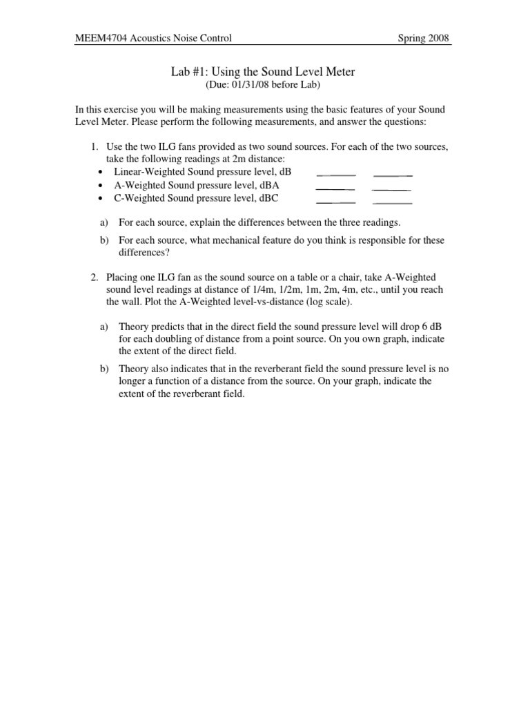 Sound Level Meter Lab: Acoustics Analysis | PDF | Teaching Methods ...