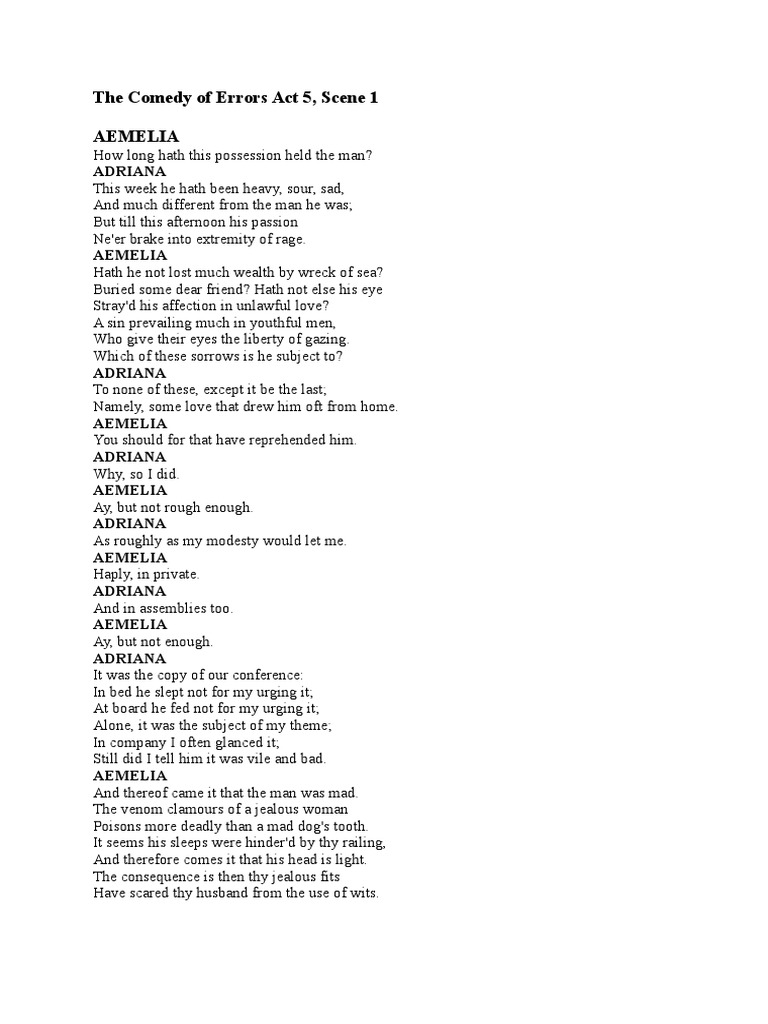 The Comedy of Errors Act 5, Scene 1 | PDF