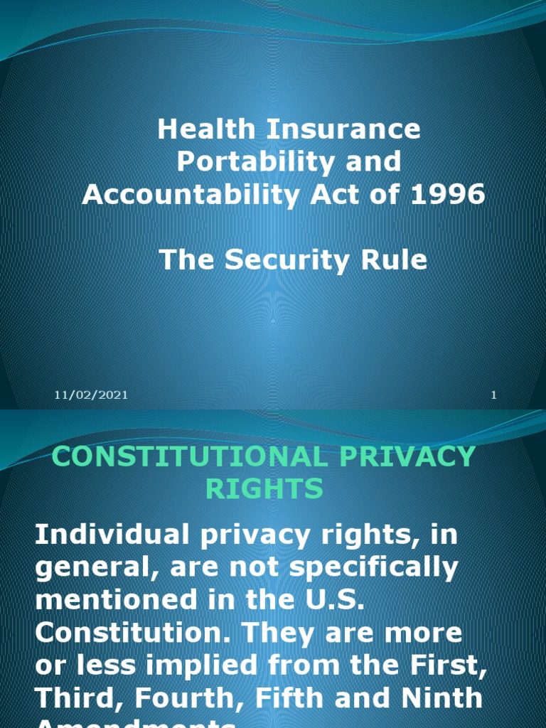 Health Insurance Portability and Accountability Act of 1996 The ...
