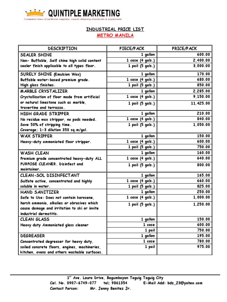 Industrial Price List | PDF | Industrial Processes | Chemical Substances