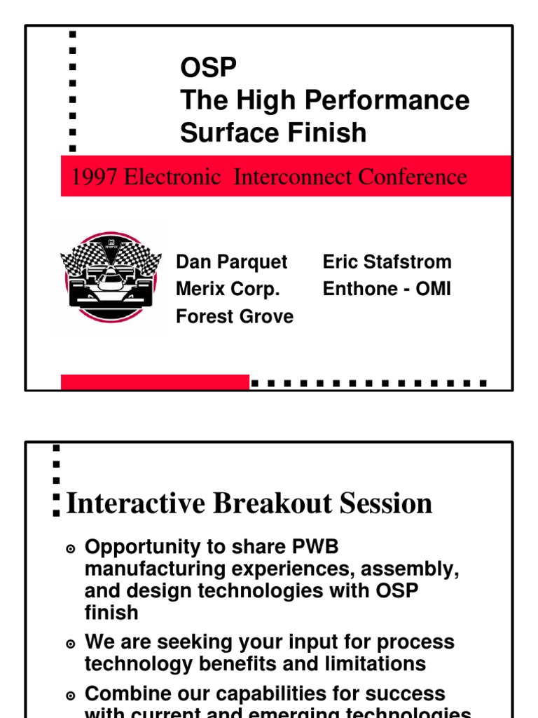 OSP The High Performance Surface Finish | PDF | Printed Circuit Board ...