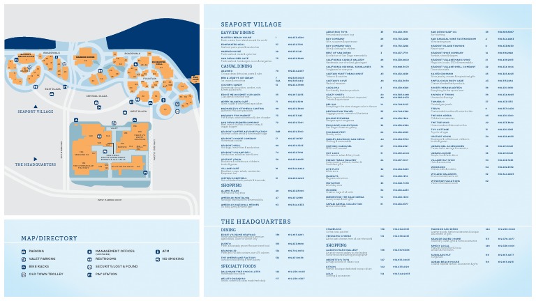 Seaport Village Map | PDF | Foods | Restaurant And Catering