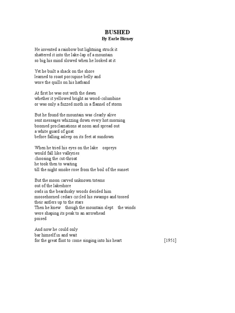 Bushed Poem and Questions | PDF | Poetry