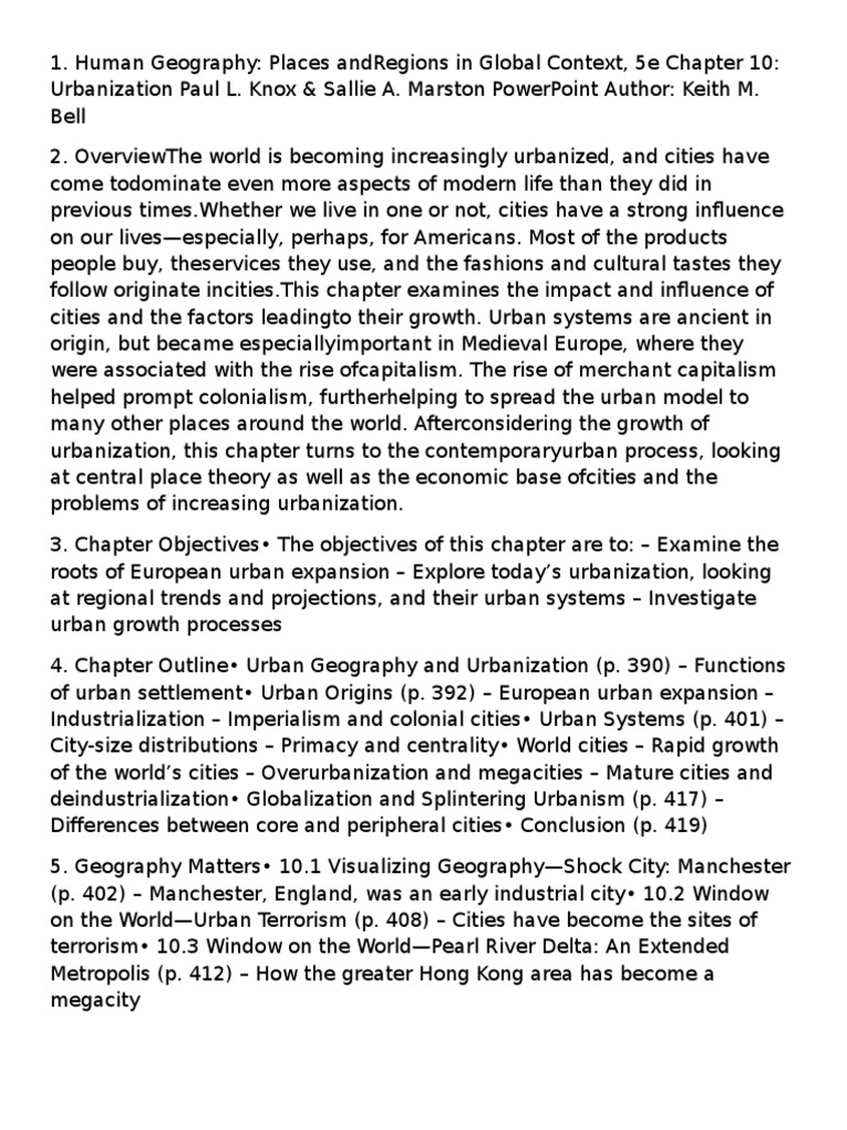 Chapter 10 APHG Test Stuff | PDF | Urbanization | Capitalism