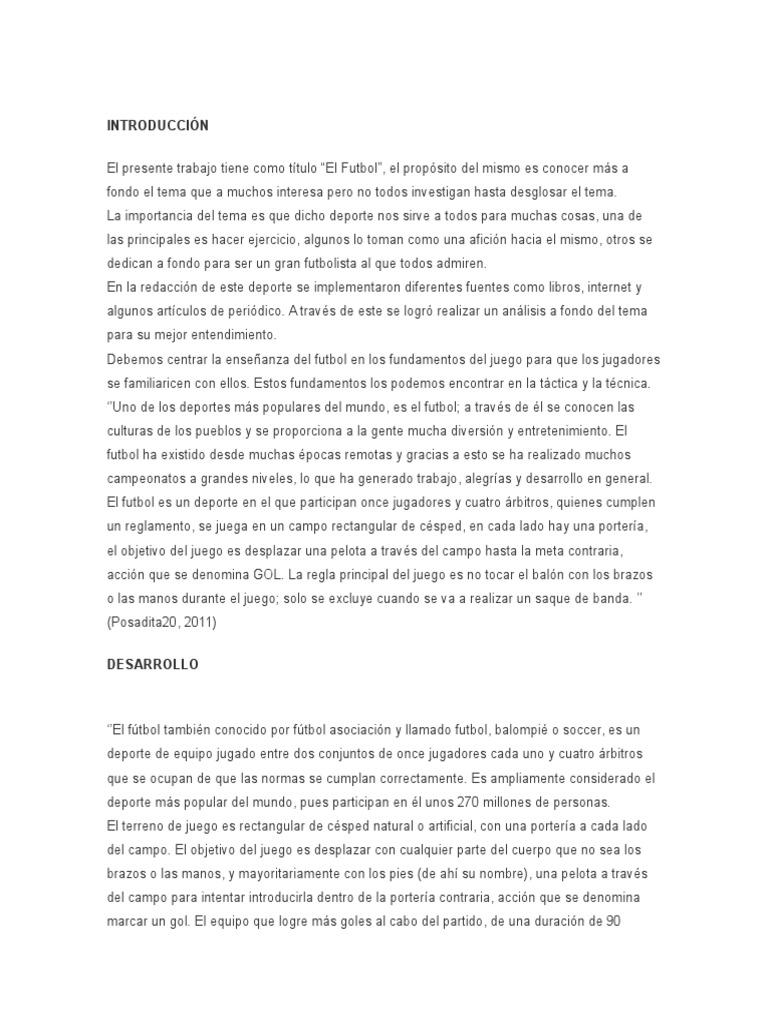 Ensayo Futbol | PDF | Asociación de Futbol | Deportes