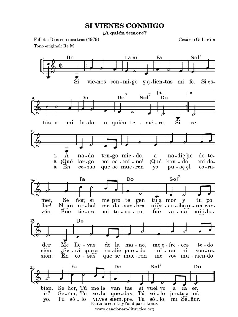 Letra y acordes de "Si vienes conmigo" | PDF