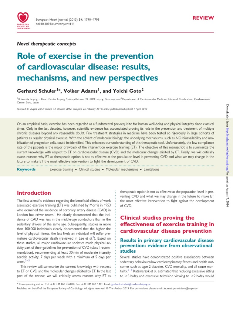 Eur Heart J 2013 | PDF | Physical Exercise | Cardiovascular Diseases
