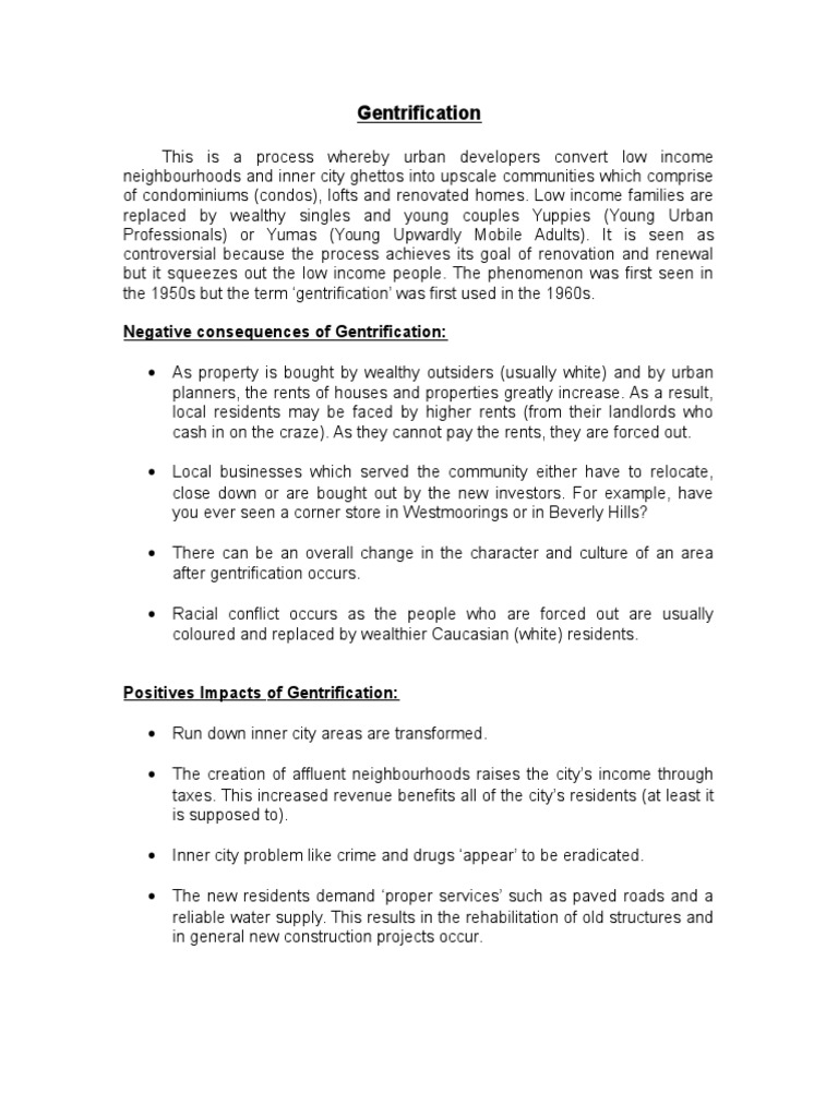 Understanding Gentrification and Urban Trends | PDF | Settlement ...