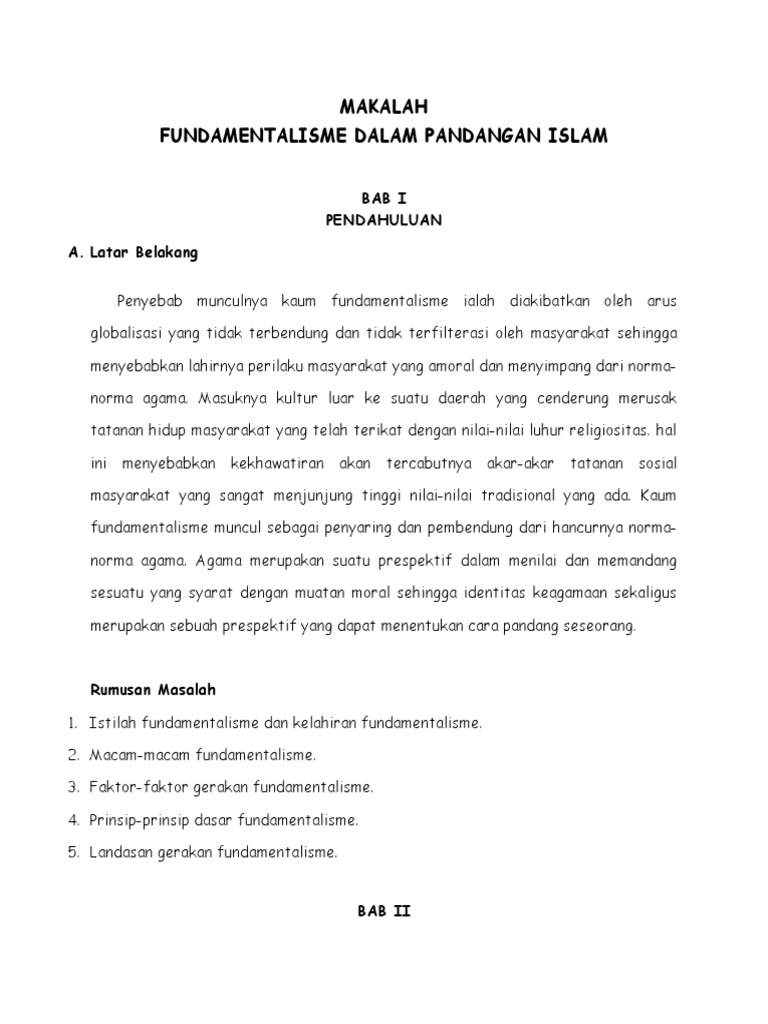 Fundamentalisme Dalam Islam | PDF | Politik | Ilmu Sosial