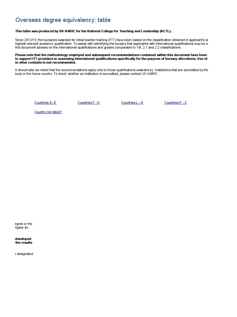 Overseas Degree Equivalency Table | PDF | Academic Degree | Bachelor's ...