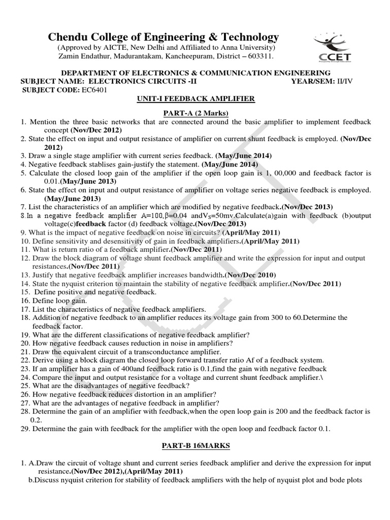 2.electronics Circuits II | PDF | Amplifier | Electronic Oscillator