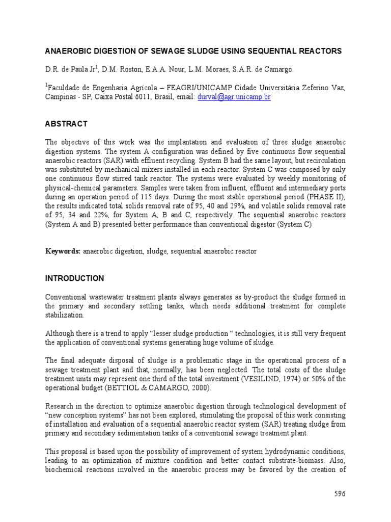 Anaerobic Digestion of Sewage Sludge Systems | PDF | Anaerobic ...