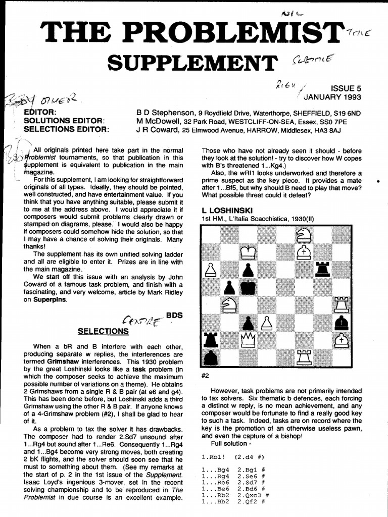 The Problemist Supplement 005 | PDF | Chess | Chess Theory