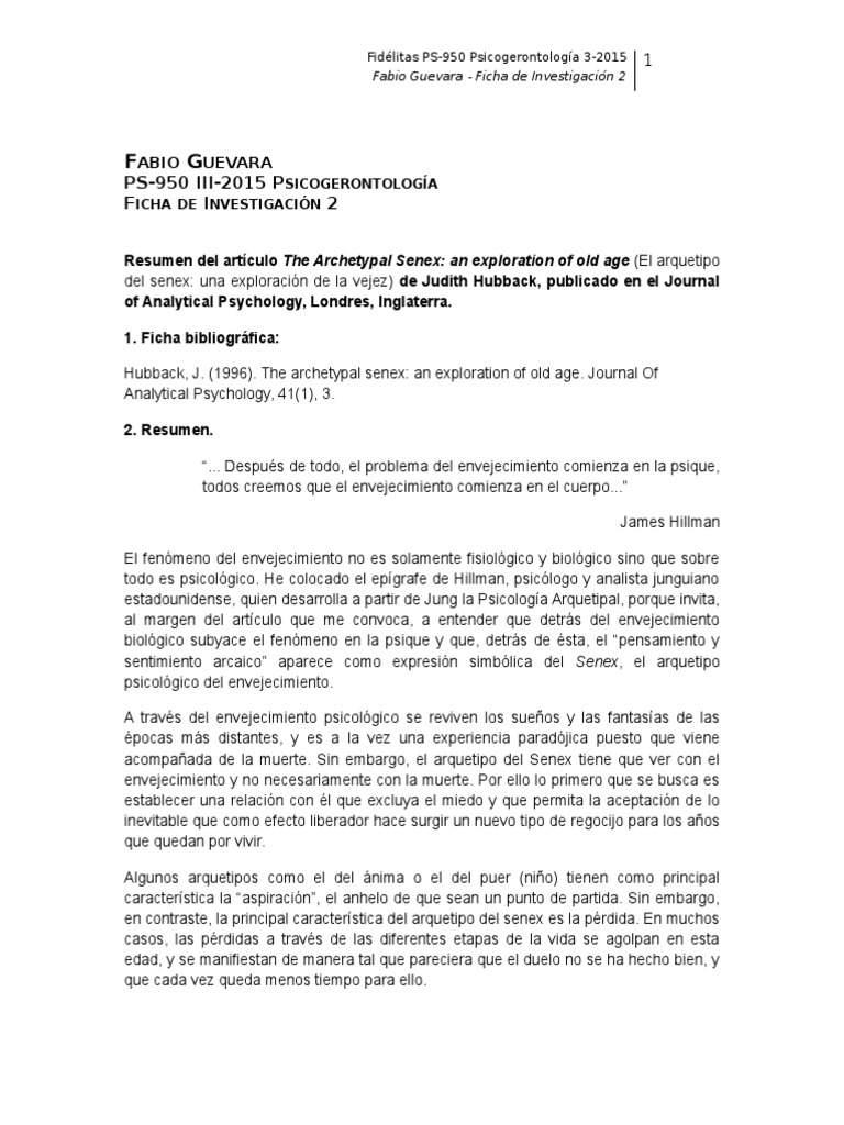 Arquetipo del Senex en Psicogerontología | PDF | Vejez | Carl Jung