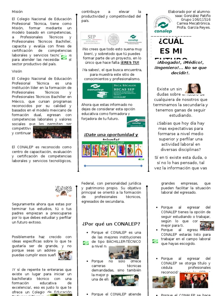 Tarea Isaac Triptico Conalep | PDF | Educación Secundaria | Economias