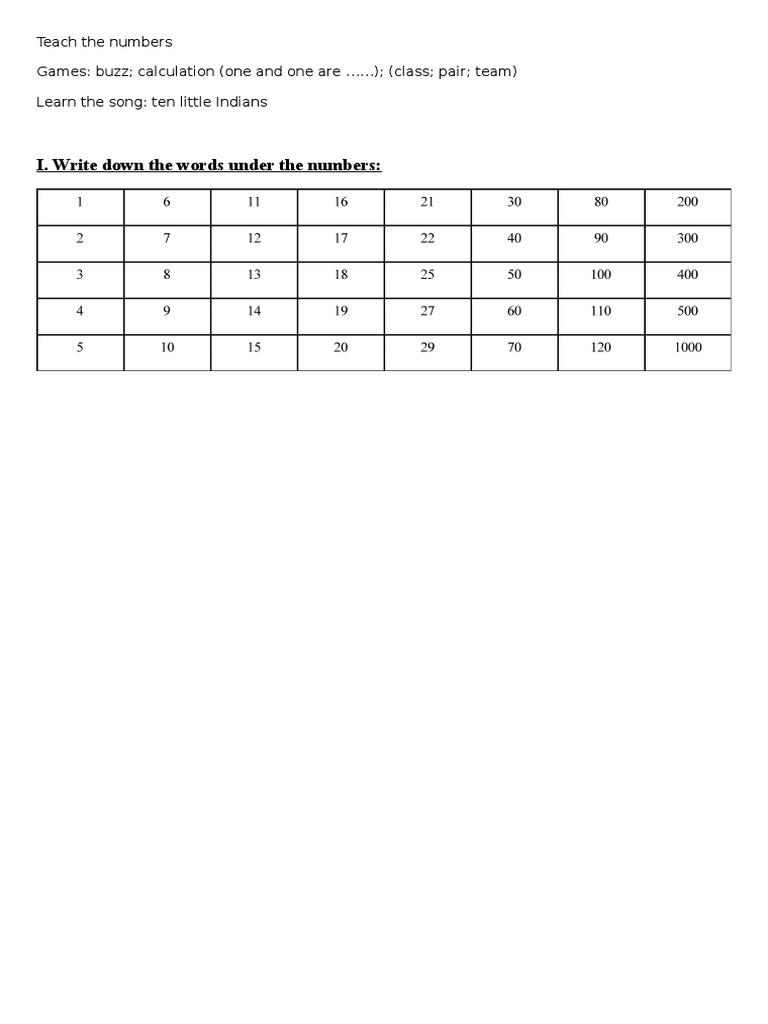 Games To Teach Numbers For Esl Students | PDF | Language Arts & Discipline