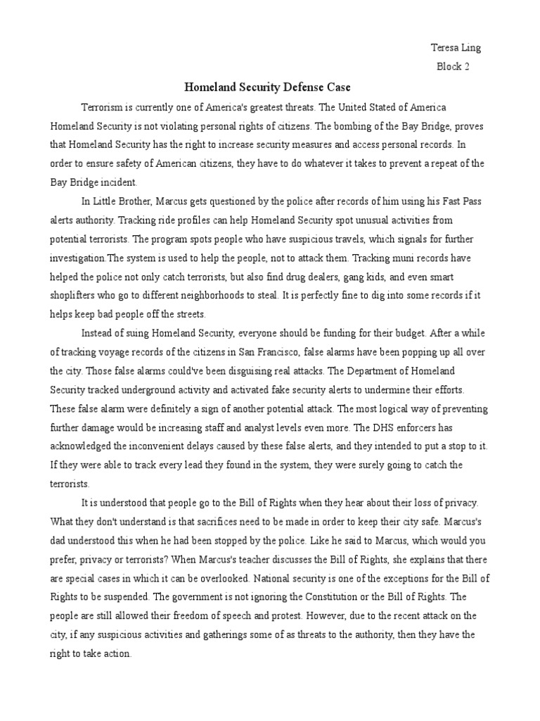 Homeland Security Defense Case | PDF | United States Department Of ...